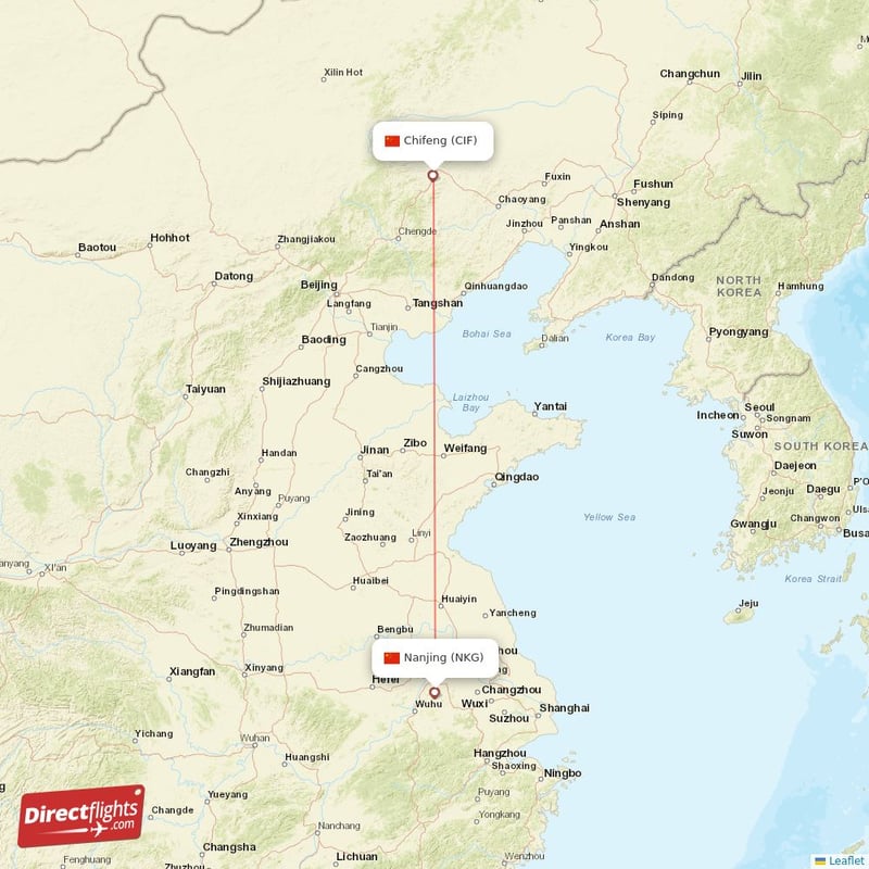 Direct flights from Chifeng to Nanjing, CIF to NKG non-stop - Directflights.com