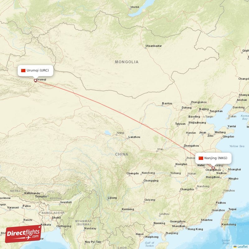Direct flights from Nanjing to Urumqi, NKG to URC non-stop - Directflights.com