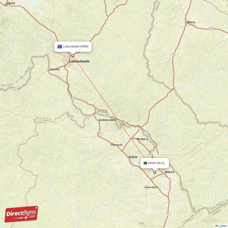 Direct flights from Ndola to Lubumbashi, NLA to FBM non-stop ...