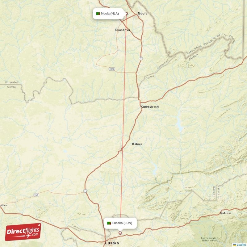 Direct flights from Ndola to Lusaka, NLA to LUN non-stop ...