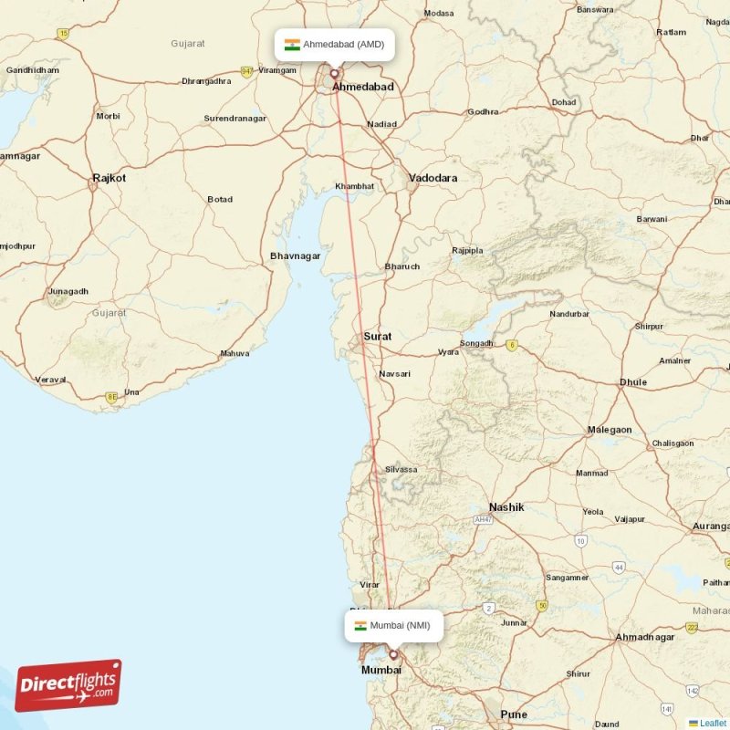 Direct flights from Mumbai to Ahmedabad (NMI-AMD) - Directflights.com