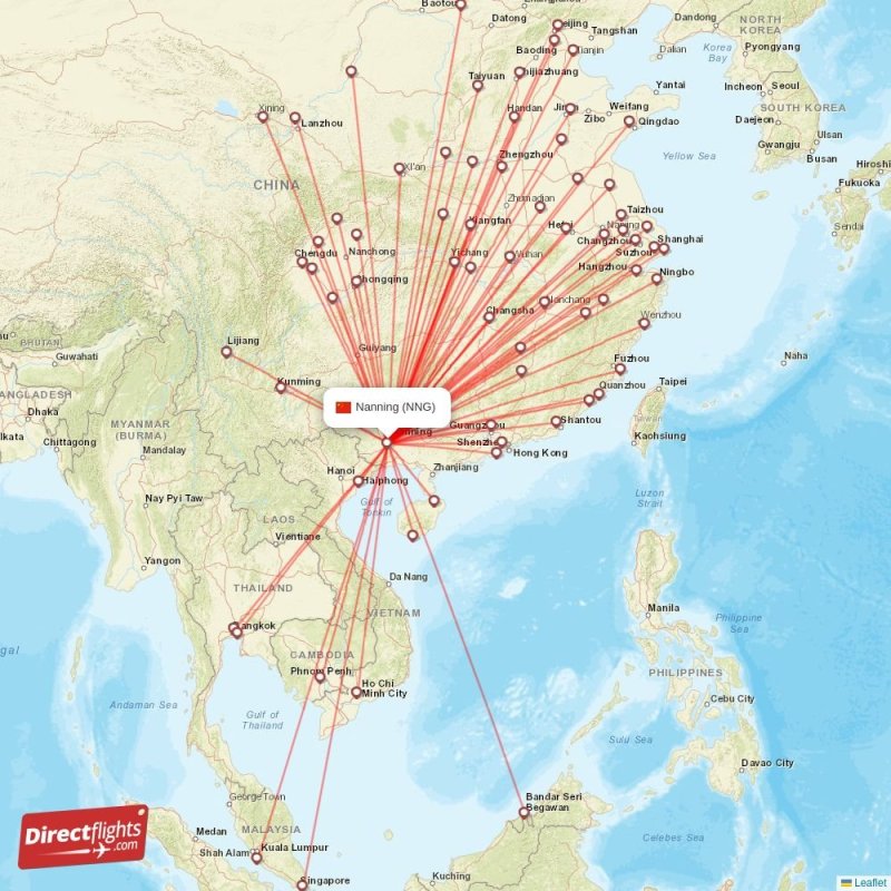 Direct flights from Nanning - 73 destinations - NNG, China - Directflights.com