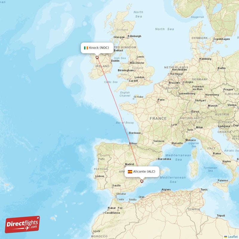 Direct flights from Knock to Alicante, NOC to ALC non-stop - Directflights.com