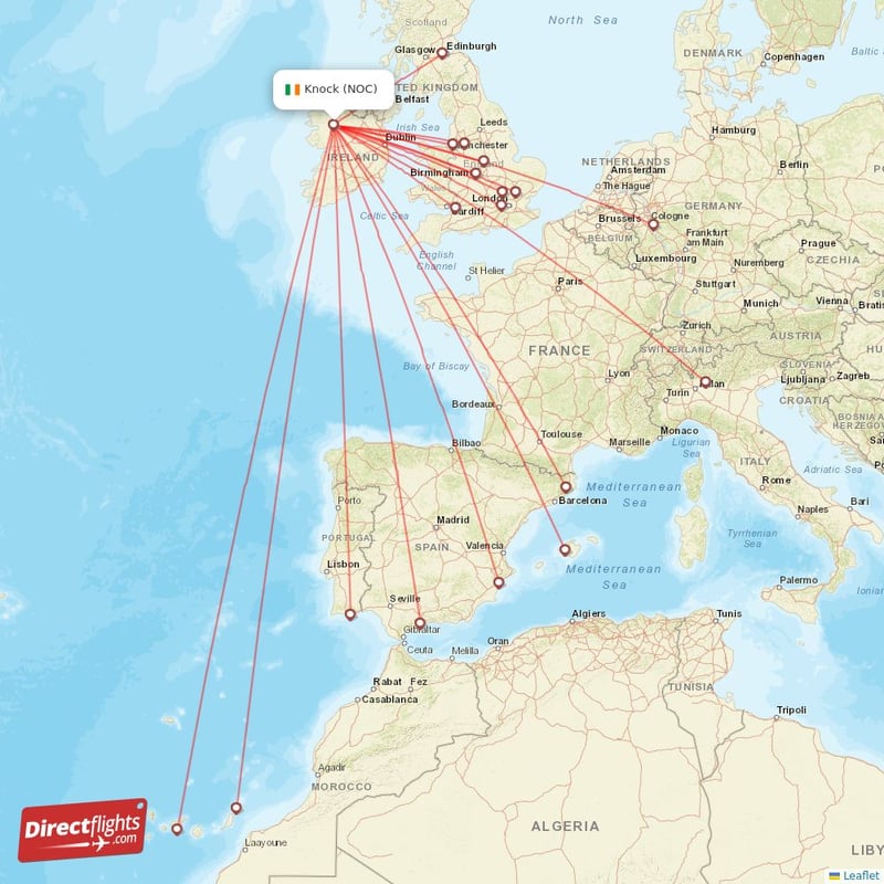 Direct flights to Knock - NOC, Ireland - Directflights.com