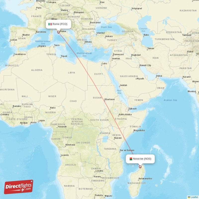 Direct flights from Nossi-be to Rome (NOS-FCO) - Directflights.com
