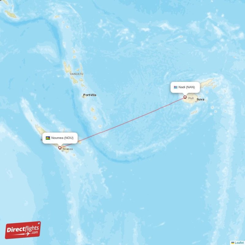 Direct flights from Noumea to Nadi, NOU to NAN non-stop - Directflights.com