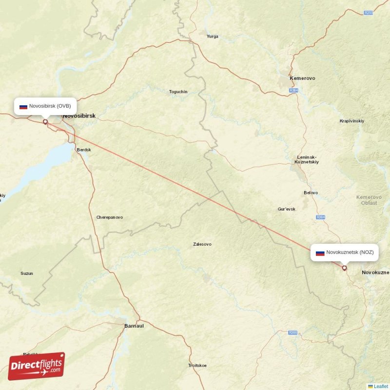 Direct flights from Novokuznetsk to Novosibirsk, NOZ to OVB non-stop ...