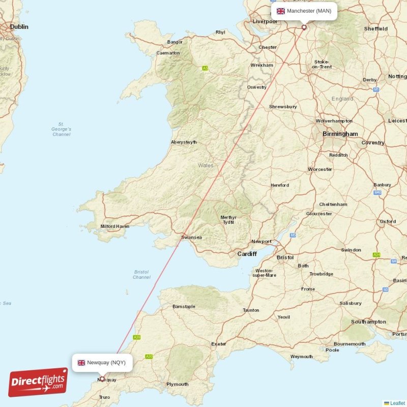 Direct flights from Newquay to Manchester (NQY-MAN) - Directflights.com
