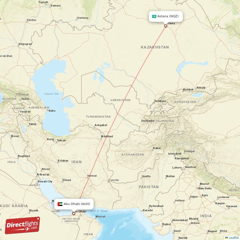 Direct flights from Astana to Abu Dhabi, NQZ to AUH non-stop - Directflights.com