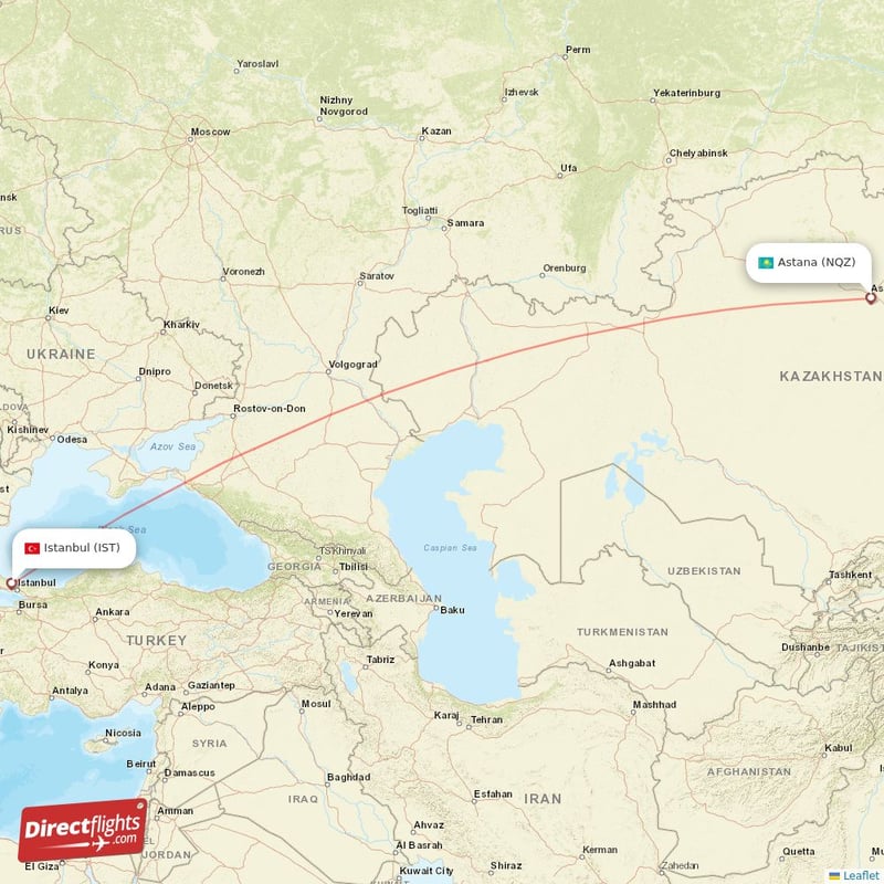 Direct flights from Astana to Istanbul, NQZ to IST non-stop - Directflights.com