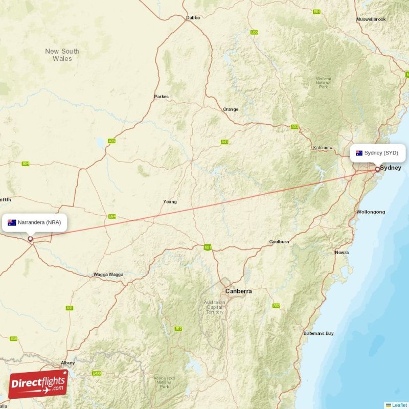 Direct flights from Narrandera to Sydney (NRA-SYD) - Directflights.com