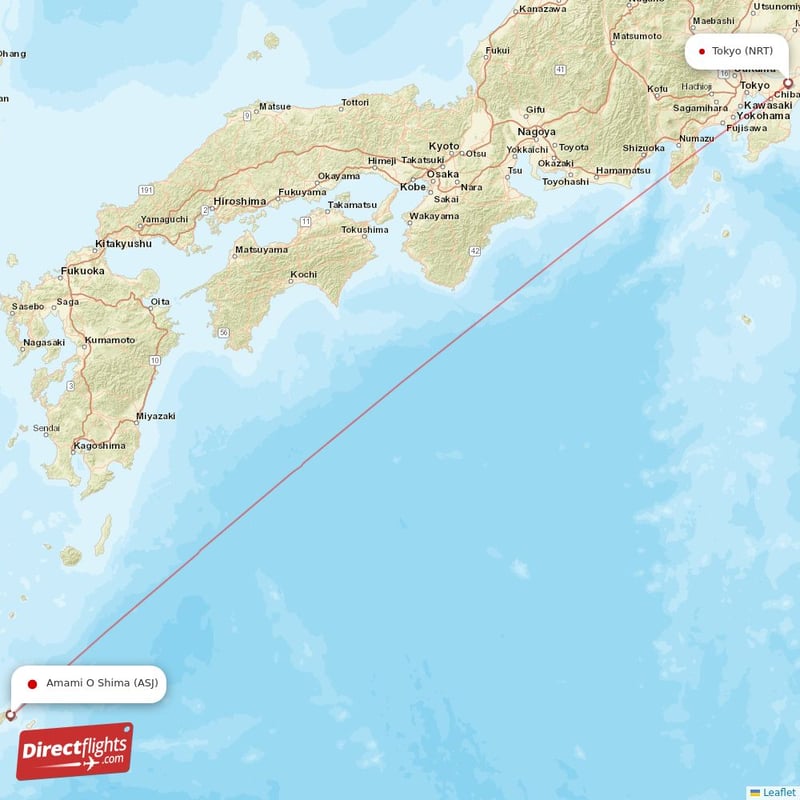 Direct flights from Tokyo to Amami O Shima, NRT to ASJ non-stop - Directflights.com