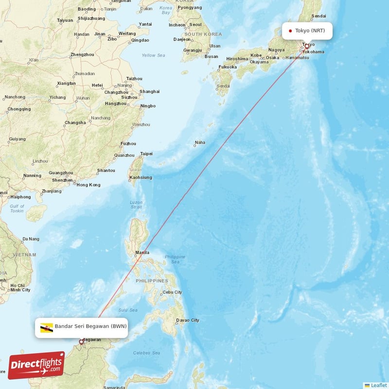 Direct flights from Tokyo to Bandar Seri Begawan, NRT to BWN non-stop - Directflights.com
