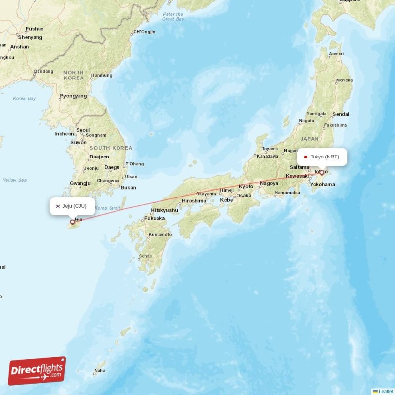 Direct flights from Tokyo to Jeju, NRT to CJU non-stop - Directflights.com