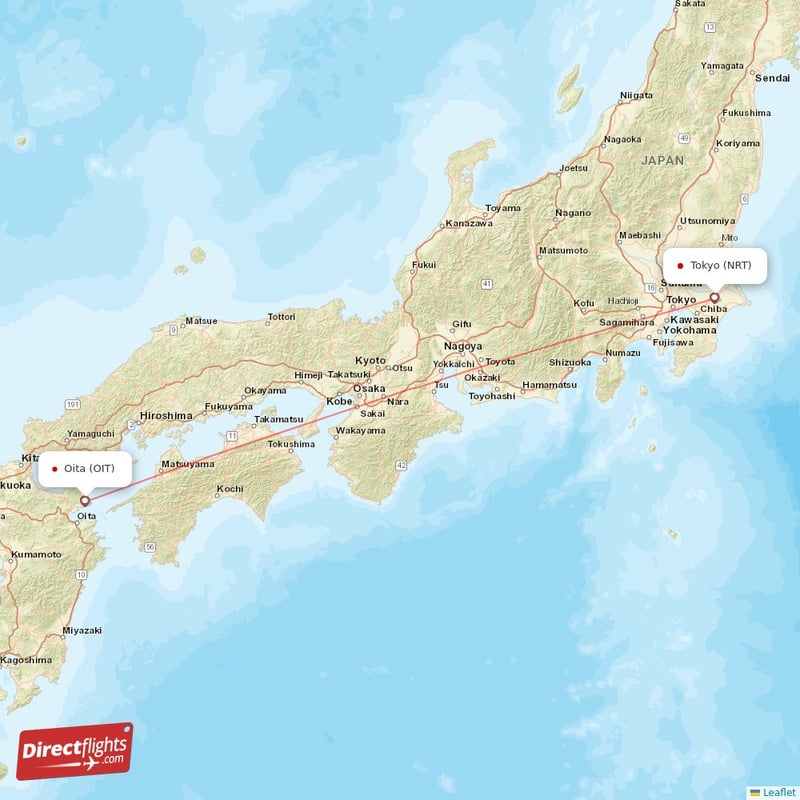 Direct flights from Tokyo to Oita, NRT to OIT non-stop - Directflights.com