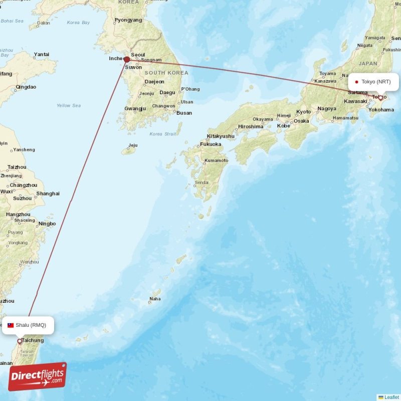 Direct flights from Tokyo to Shalu, NRT to RMQ non-stop - Directflights.com