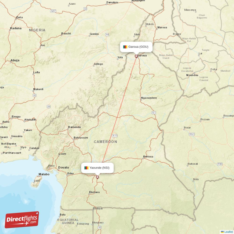 Direct flights from Yaounde to Garoua (NSI-GOU) - Directflights.com
