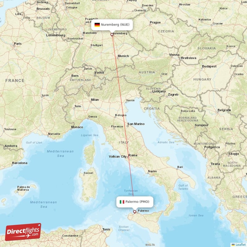 Direct flights from Nuremberg to Palermo, NUE to PMO non-stop - Directflights.com
