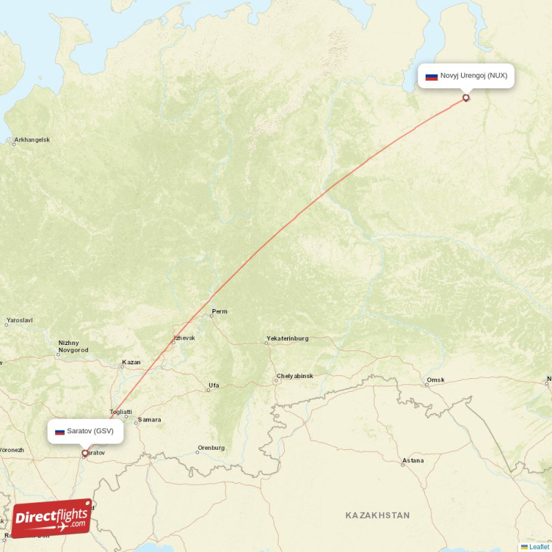 Direct flights from Novyj Urengoj to Saratov (NUX-GSV) - Directflights.com