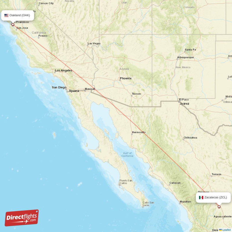 Direct flights from Oakland to Zacatecas (OAK-ZCL) - Directflights.com