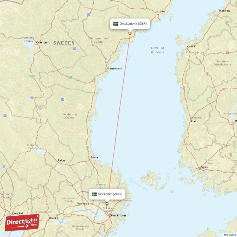 Direct flights from Ornskoldsvik to Stockholm, OER to ARN non-stop ...
