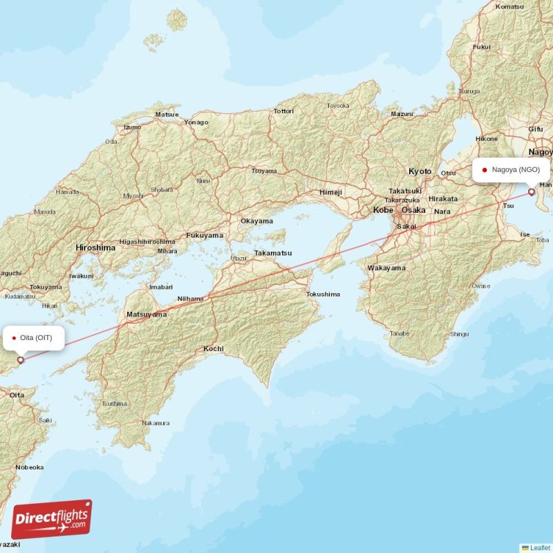 Direct flights from Oita to Nagoya (OIT-NGO) - Directflights.com