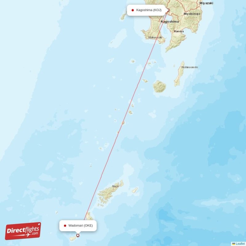 Direct flights from Wadomari to Kagoshima, OKE to KOJ non-stop ...