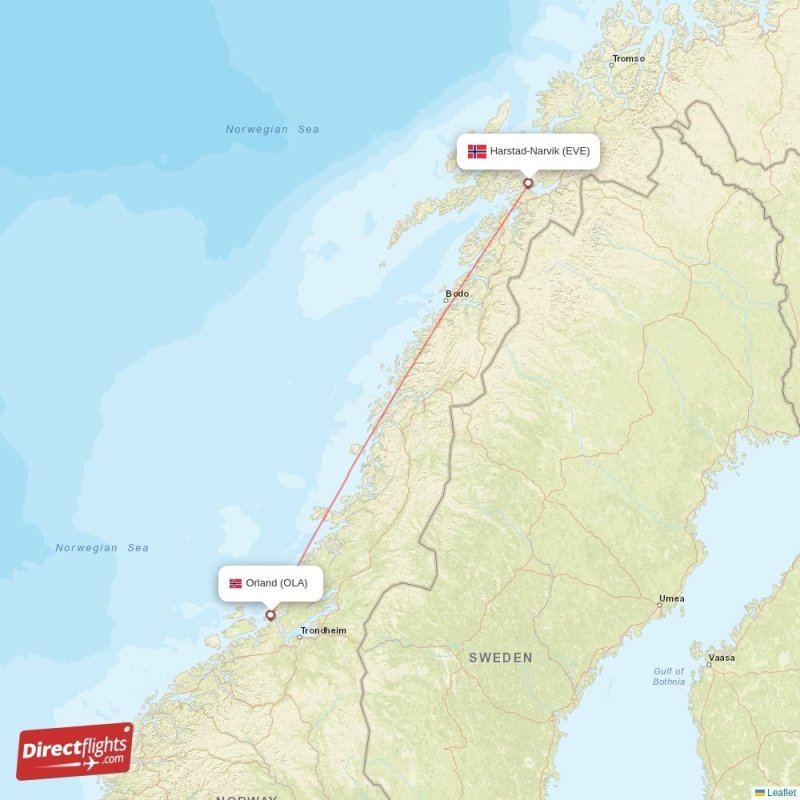 Direct flights from Orland to Harstad-Narvik, OLA to EVE non-stop ...