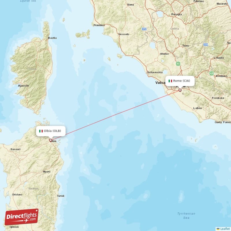 Direct flights from Olbia to Rome, OLB to CIA non-stop - Directflights.com