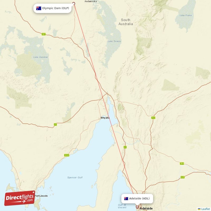 Direct flights from Olympic Dam to Adelaide, OLP to ADL non-stop ...