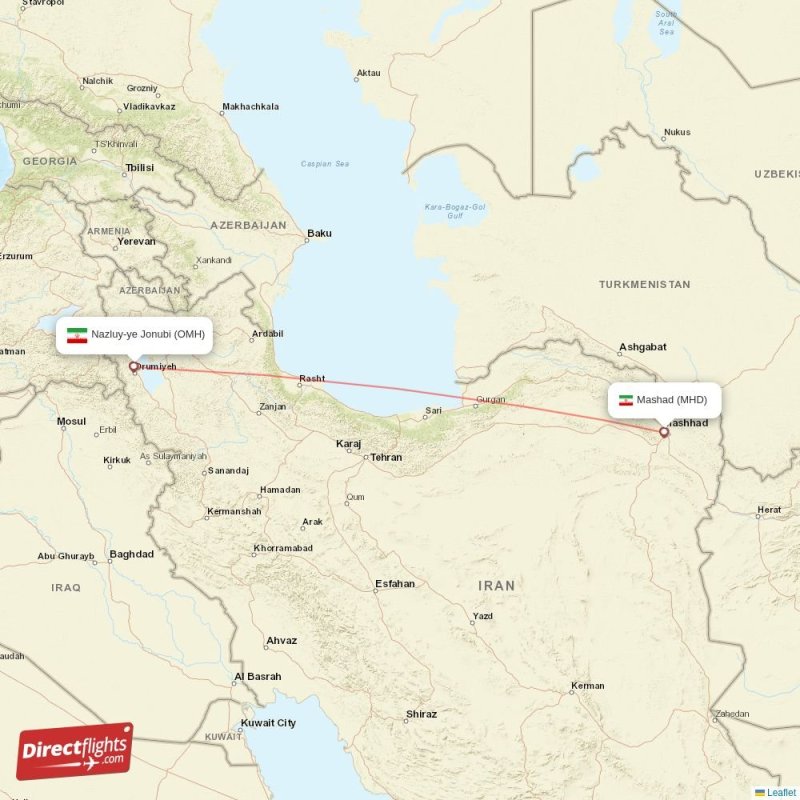 Direct flights from Nazluy-ye Jonubi to Mashad, OMH to MHD non-stop ...