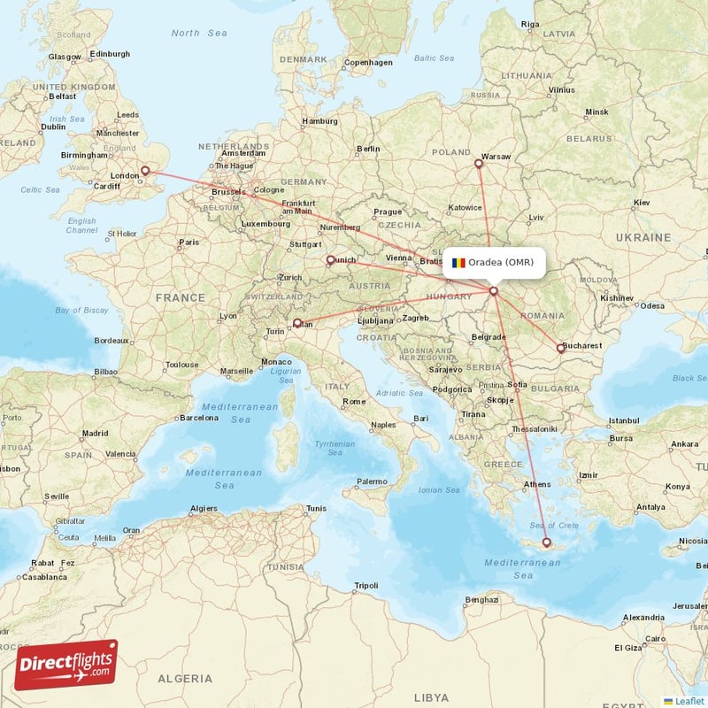 Direct flights from Oradea - 4 destinations - OMR, Romania ...