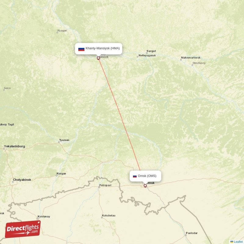 Direct flights from Omsk to Khanty-Mansiysk, OMS to HMA non-stop ...