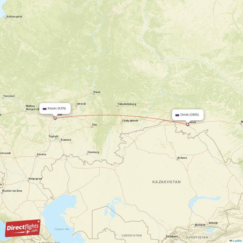 Direct flights from Omsk to Kazan, OMS to KZN non-stop - Directflights.com