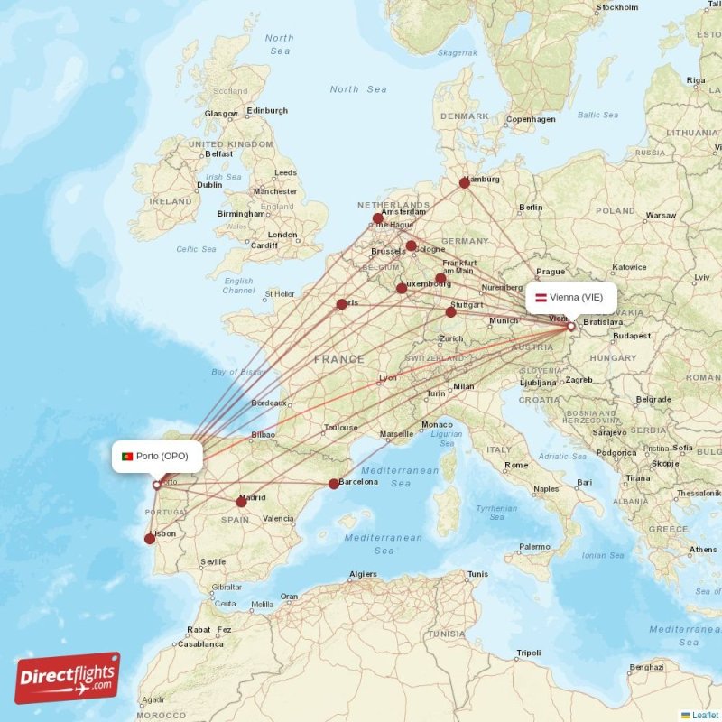 Direct flights from Porto to Vienna (OPO-VIE) - Directflights.com