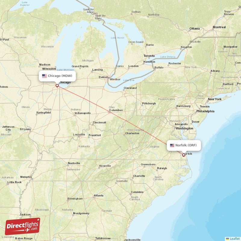 Direct flights from Norfolk to Chicago, ORF to MDW non-stop ...