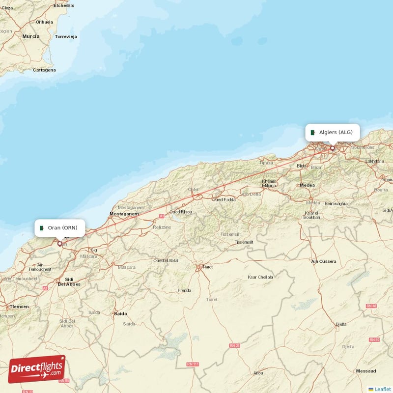 Direct flights from Oran to Algiers, ORN to ALG non-stop - Directflights.com