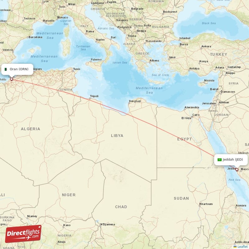 Direct flights from Oran to Jeddah, ORN to JED non-stop - Directflights.com