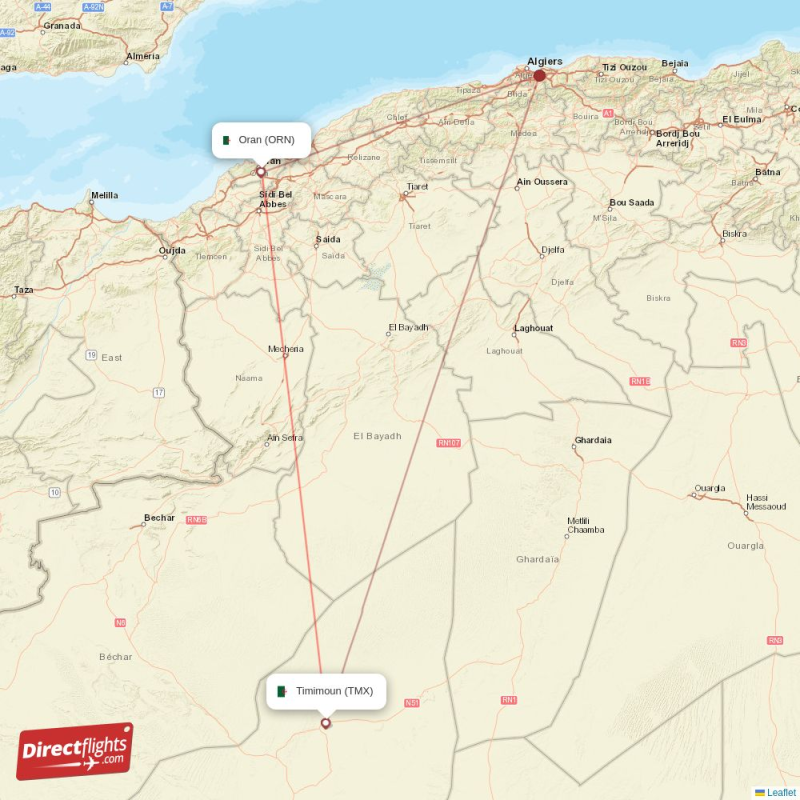 Direct flights from Oran to Timimoun, ORN to TMX non-stop ...