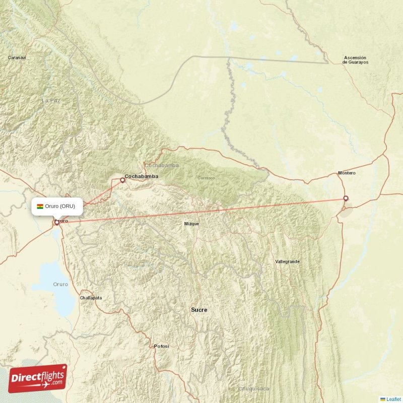 Direct flights to Oruro - ORU, Bolivia - Directflights.com