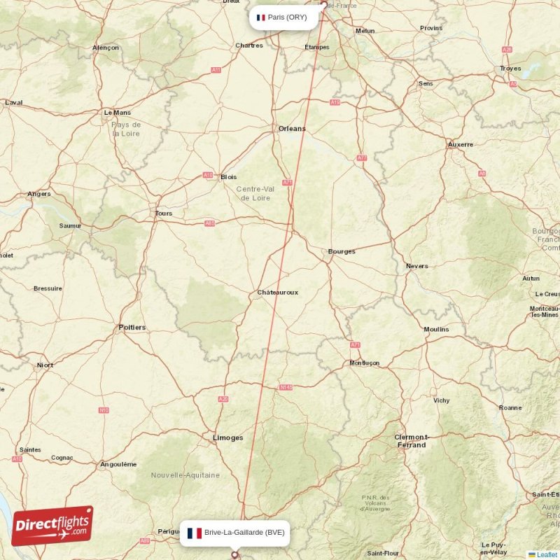 Direct flights from Paris to Brive-La-Gaillarde, ORY to BVE non-stop ...