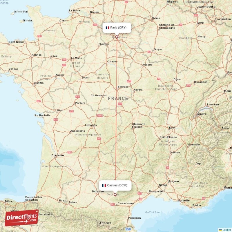 Direct flights from Paris to Castres, ORY to DCM non-stop ...