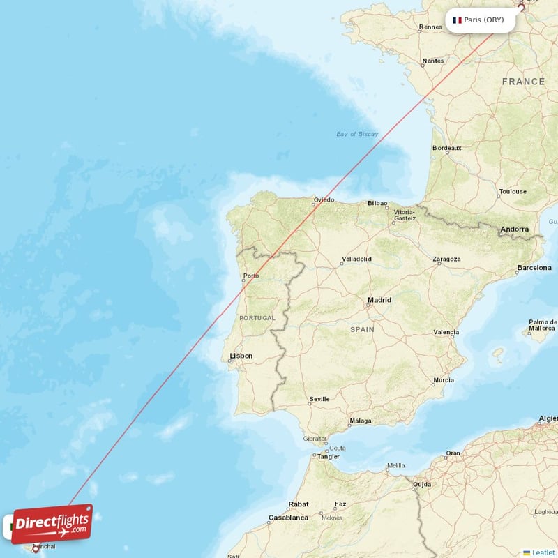 Direct flights from Paris to Funchal, ORY to FNC non-stop - Directflights.com