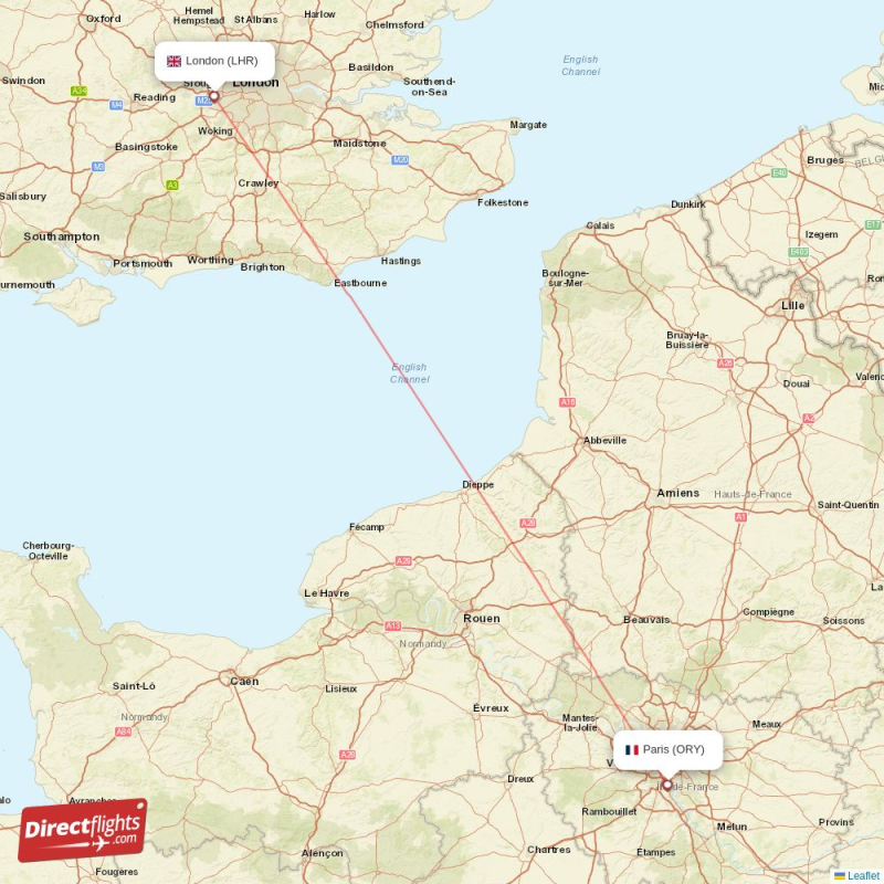 Direct flights from Paris to London (ORY-LHR) - Directflights.com