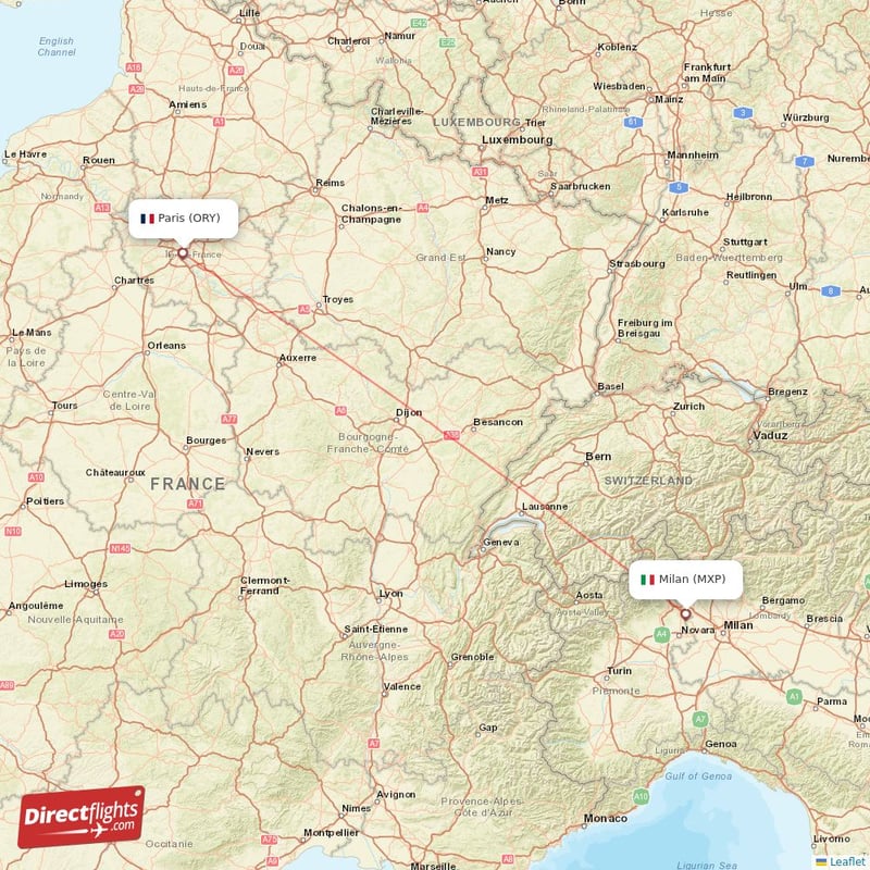 Direct flights from Paris to Milan, ORY to MXP non-stop - Directflights.com