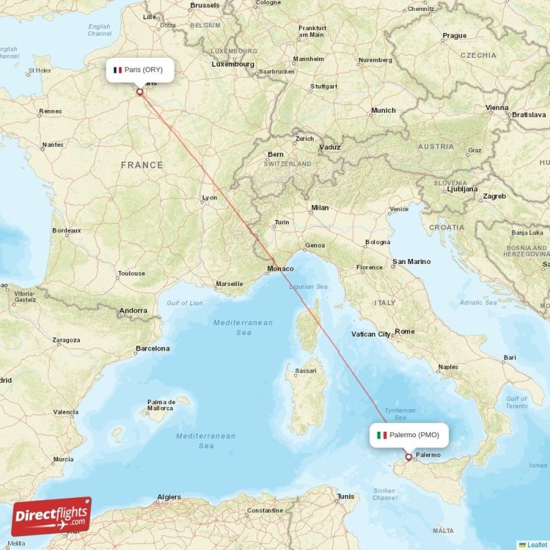 Direct flights from Paris to Palermo (ORY-PMO) - Directflights.com