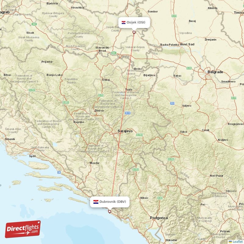 Direct flights from Osijek to Dubrovnik (OSI-DBV) - Directflights.com