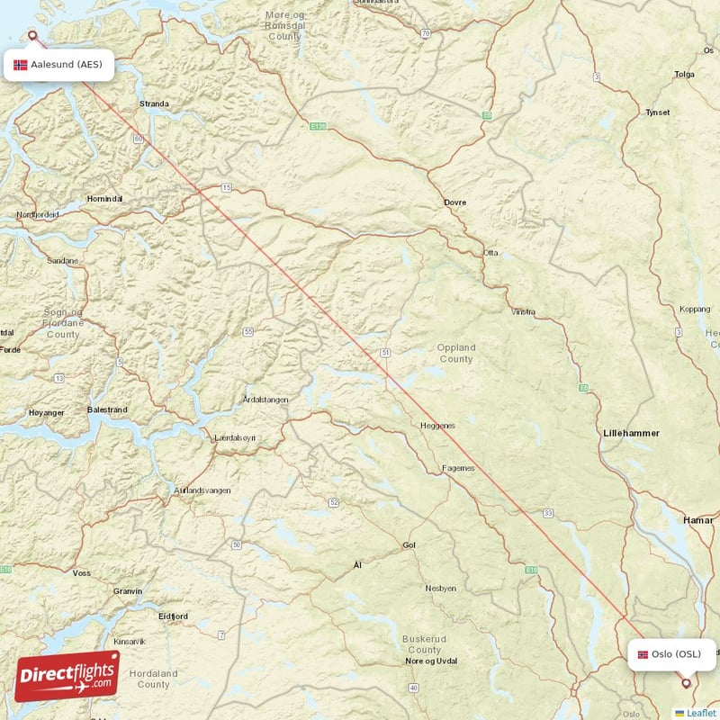 Direct flights from Oslo to Aalesund, OSL to AES non-stop ...