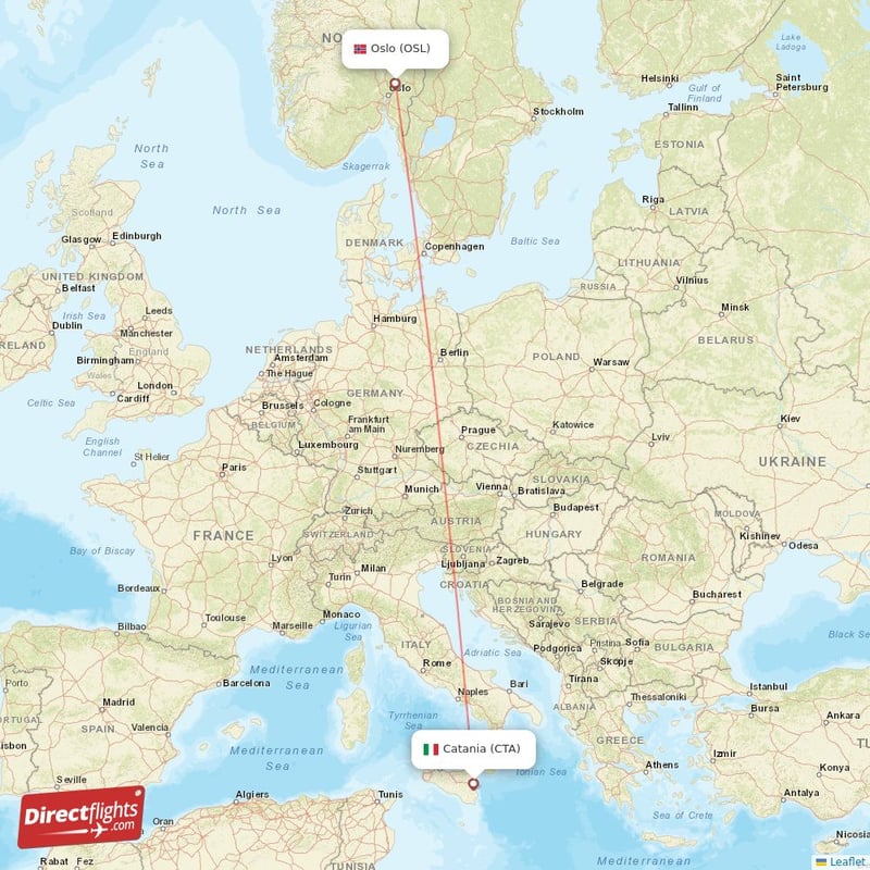 Direct flights from Oslo to Catania, OSL to CTA non-stop - Directflights.com