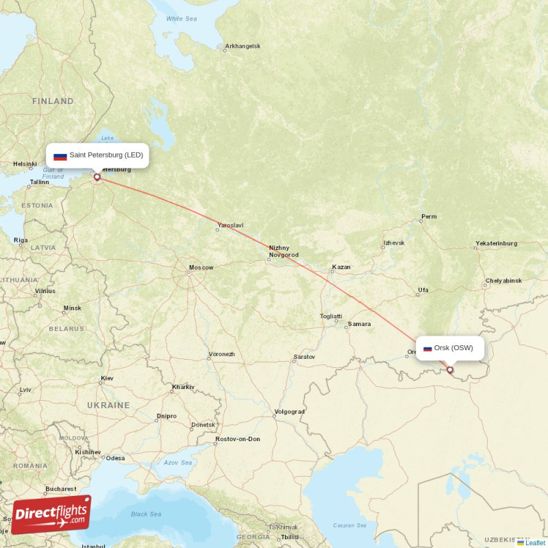 Direct flights from Orsk to Saint Petersburg (OSW-LED) - Directflights.com